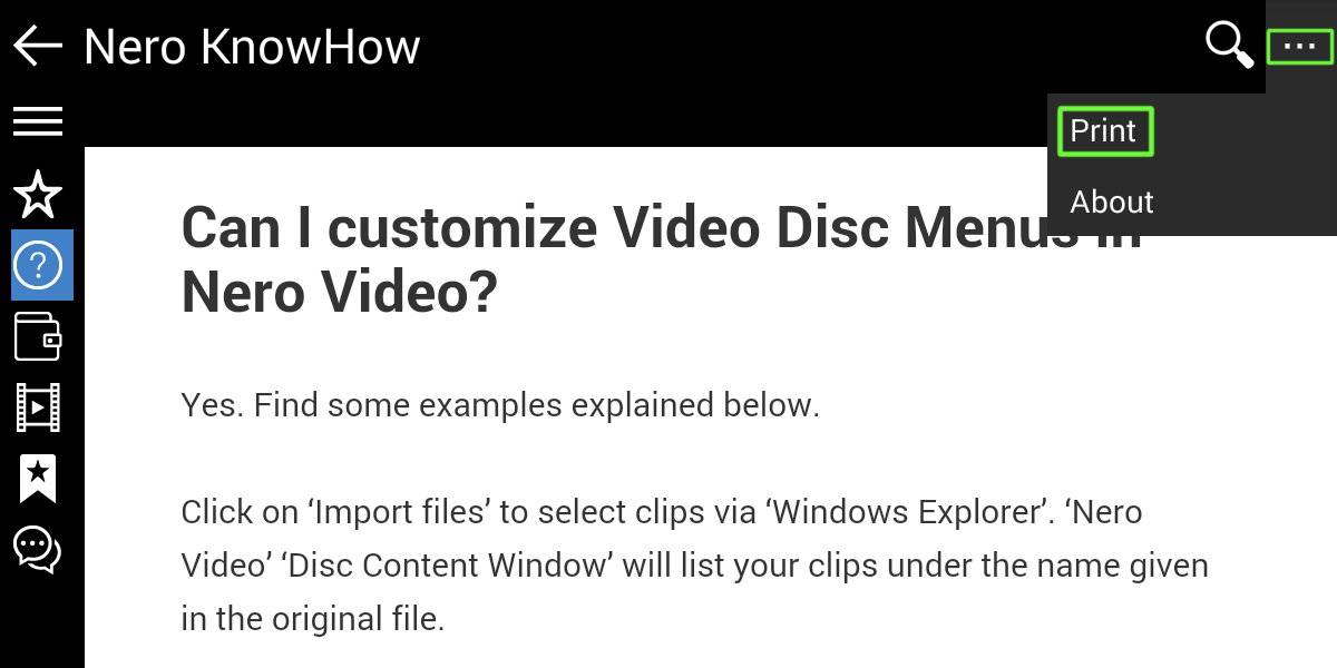Can I print out documents in Nero KnowHow App? – Nero Knowhow