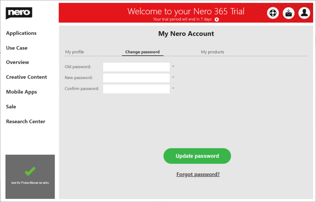 changepassword – Nero Knowhow