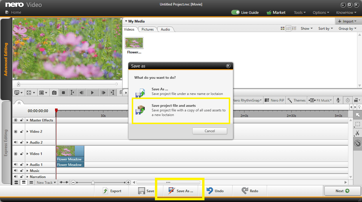 How can Nero Video export or package media files which are used in the ...