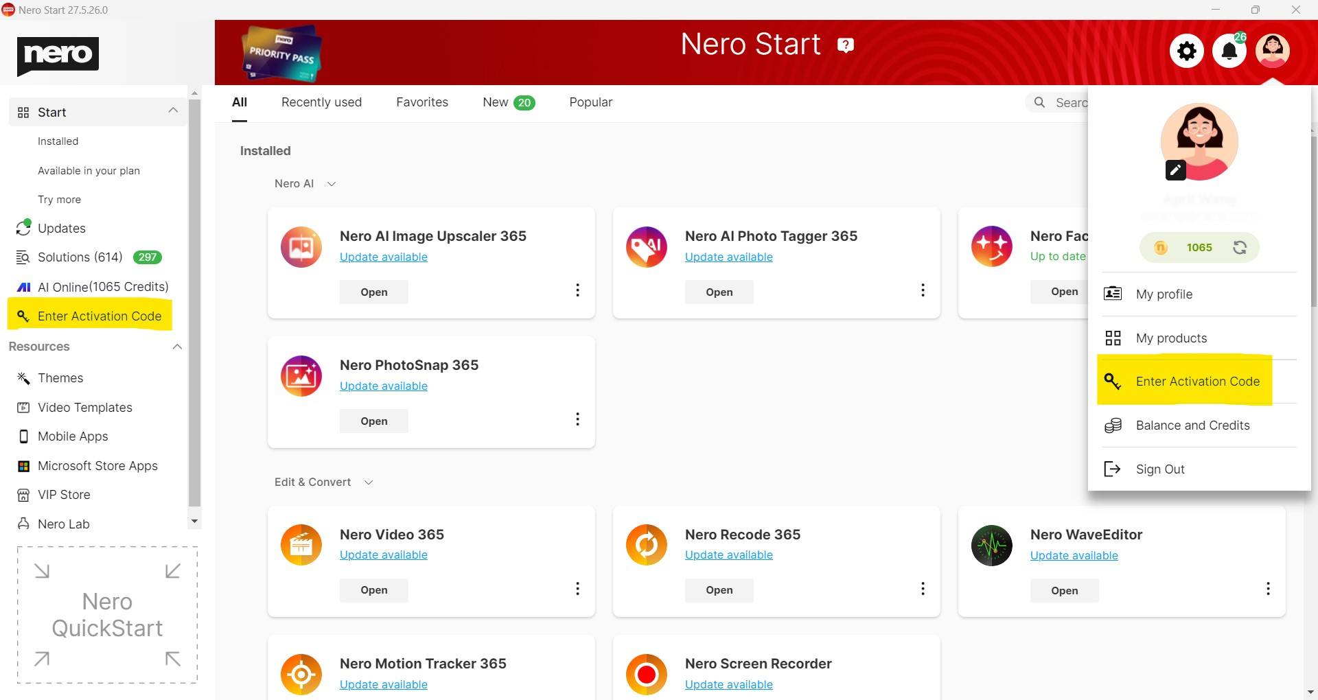 How to redeem an activation code in Nero Start?-Nero Knowhow