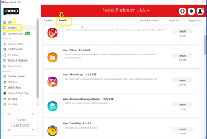 Installation of Nero Software