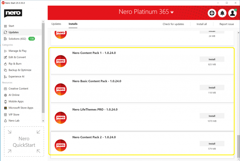 Installation of Nero Software
